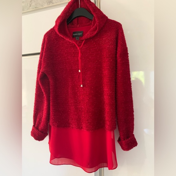 Frank Lyman Design | Sweaters | Sparkling Boucle Red Sweater Over A Red ...